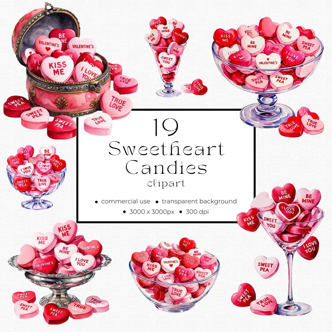 Sweethearts Candies Commercial Use Clipart INSTANT DOWNLOAD Candy Jar ...