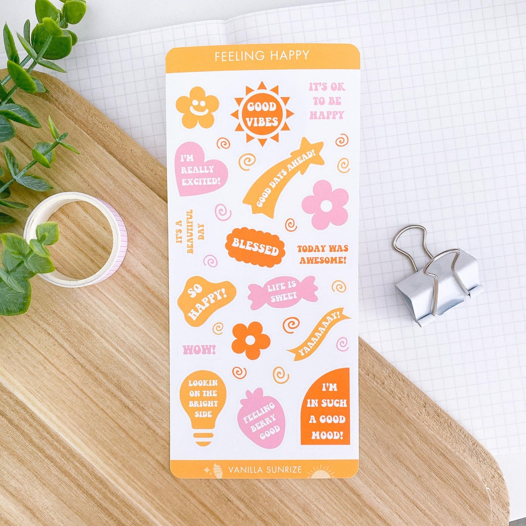 Feeling Happy Sticker Sheet Cute Planner Stickers Mood Stickers Journal ...