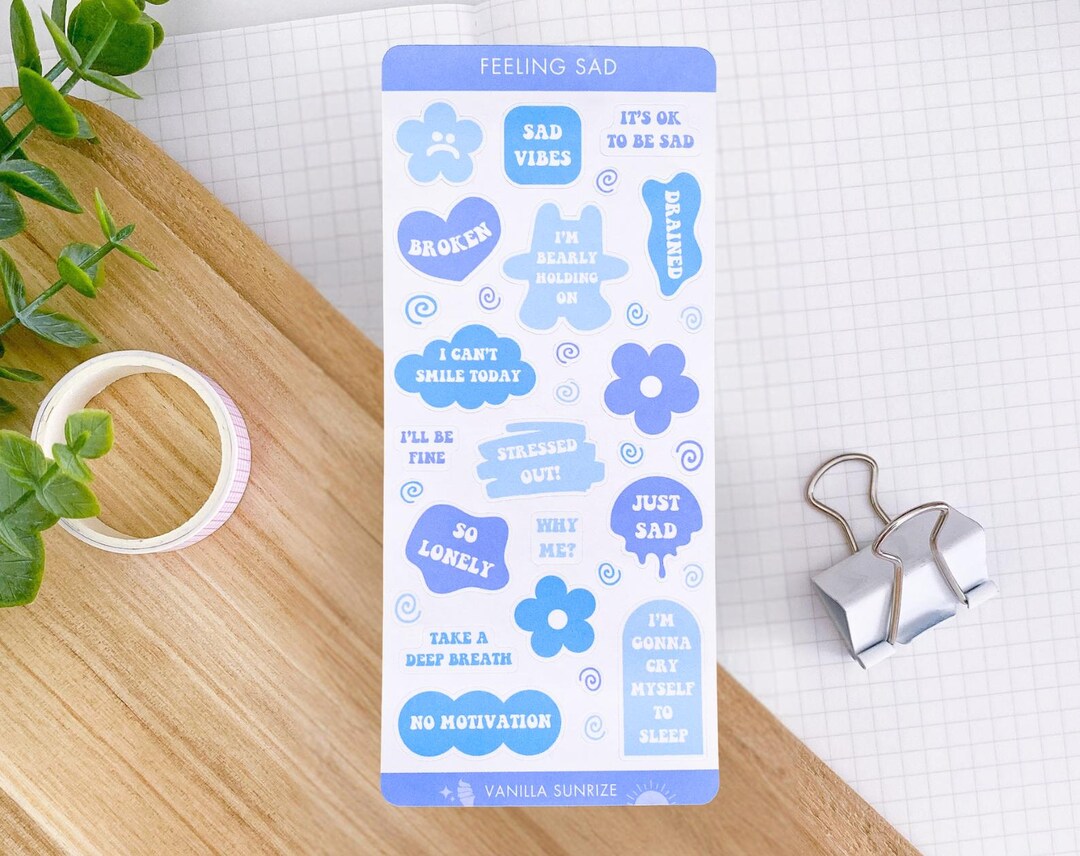 Feeling Sad Sticker Sheet | Cute Planner Stickers | Mood Stickers ...
