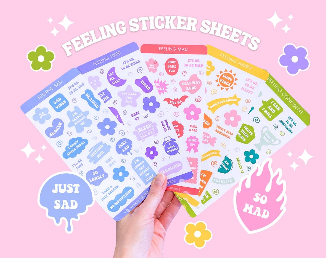 Feeling Sticker Sheets | Cute Sticker Sheet Set | Mood Stickers ...