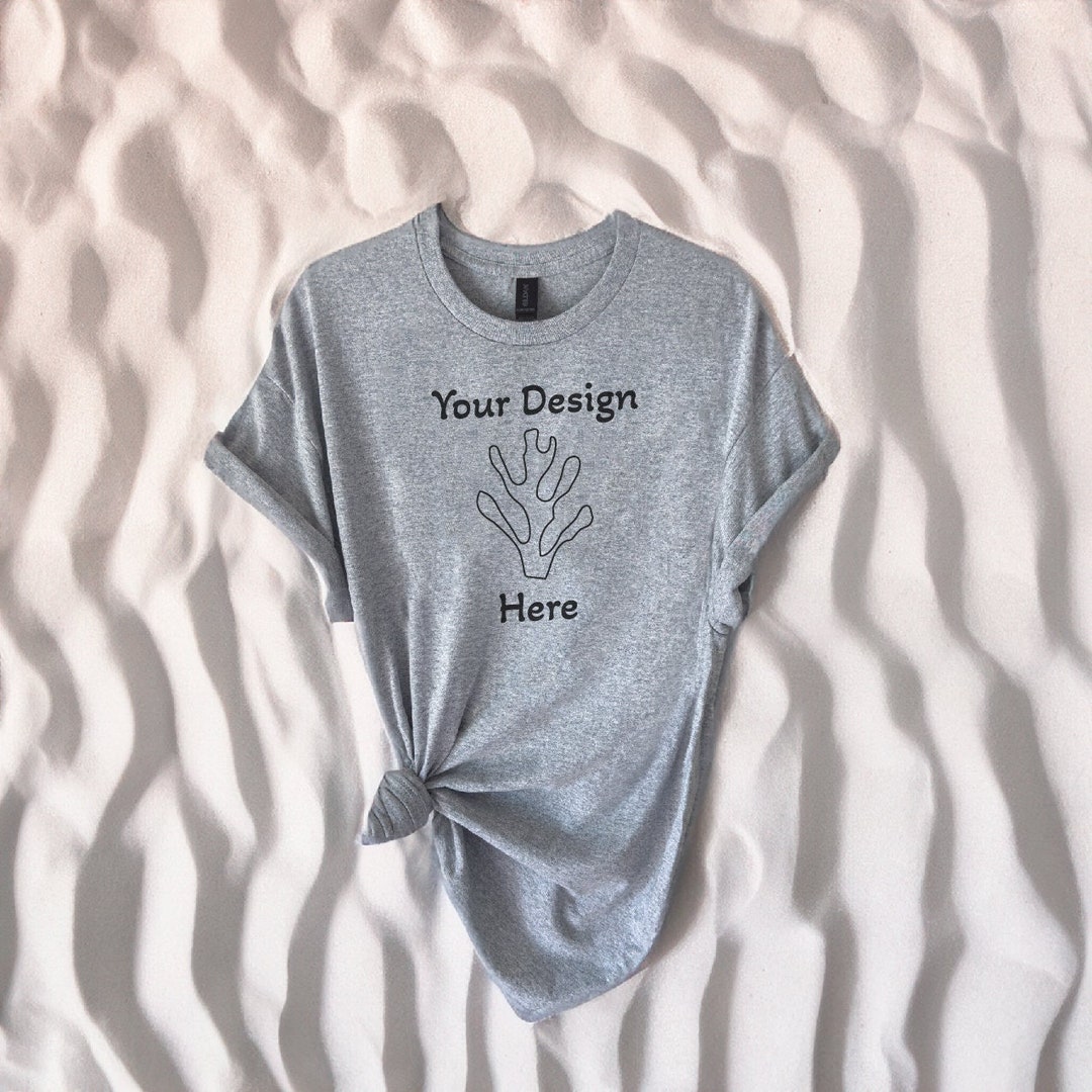 Gildan G5000 Grey T-shirt Mockup, Boho Aesthetic, Folded Shirt Mockup ...