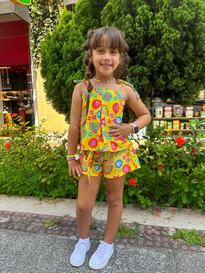 Yellow Strappy Set for Girls, Ages 4-8 – Vibrant Two-piece Outfit ...