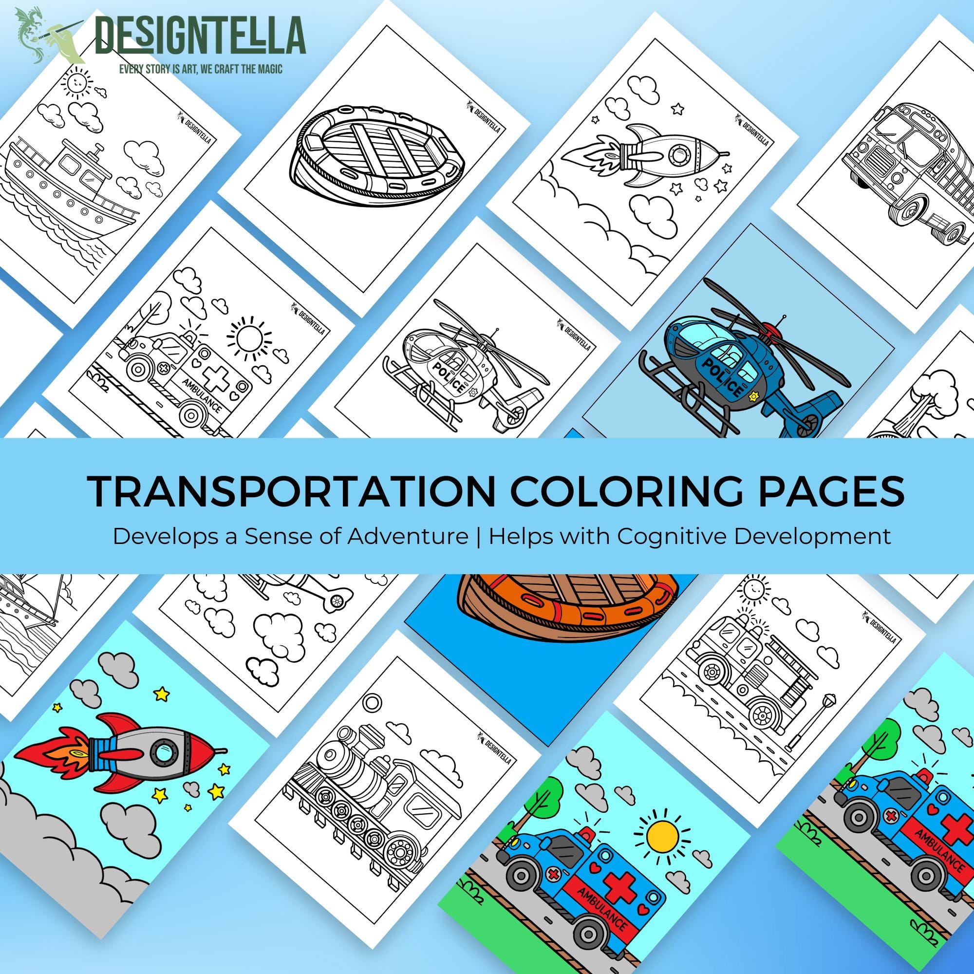 30 Transportation Coloring Pages for Toddlers Coloring Pages, Cartoon ...