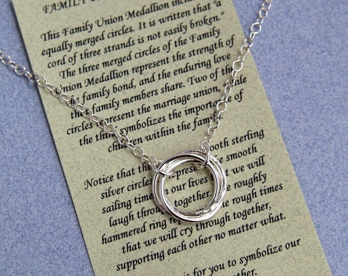 FAMILY UNION MEDALLION NECKLACE STERLING SILVER With Poem - Etsy