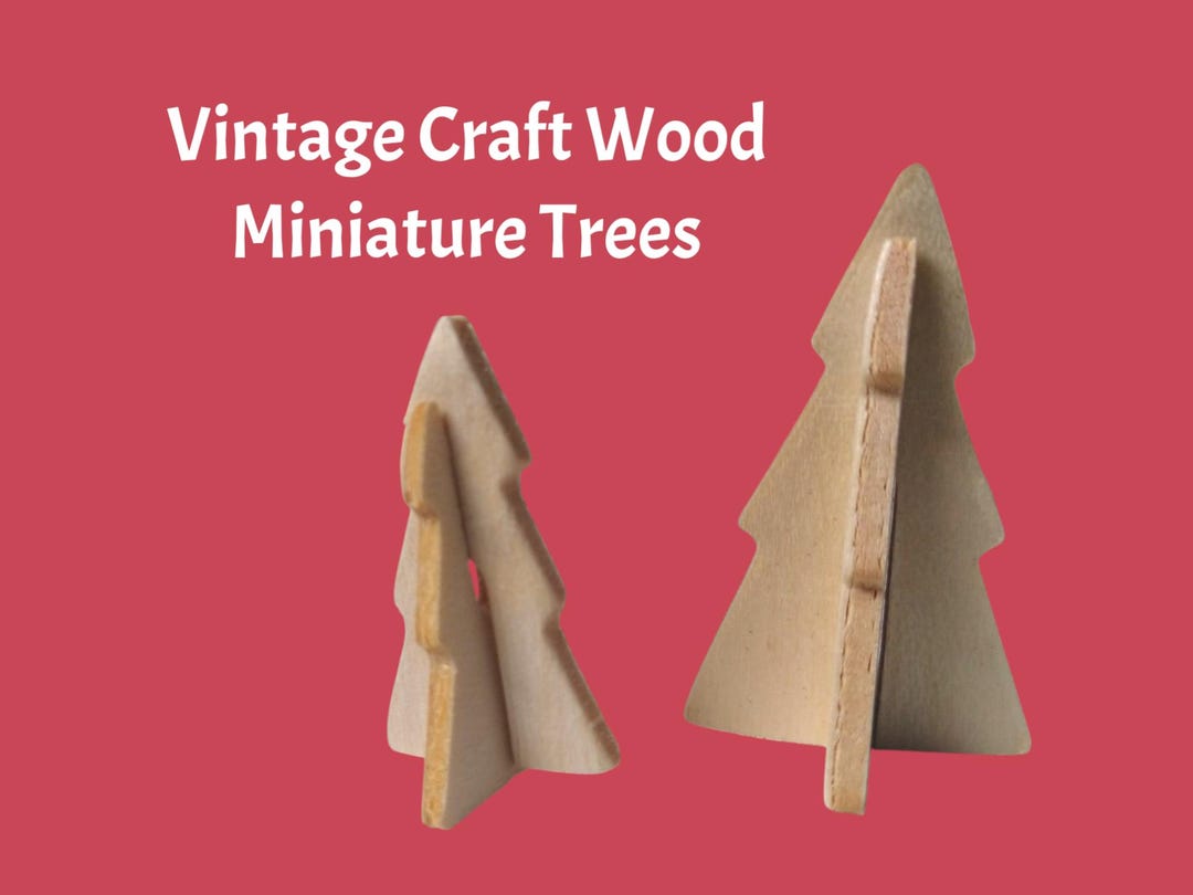 2pkg of Unfinished Wood Tree Craft Miniatures / 4 Tiny Christmas Pine ...