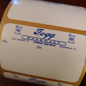 10pc Vintage Ohio FOGG Pharmacy Adhesive Sticker Labels / Apothecary ...