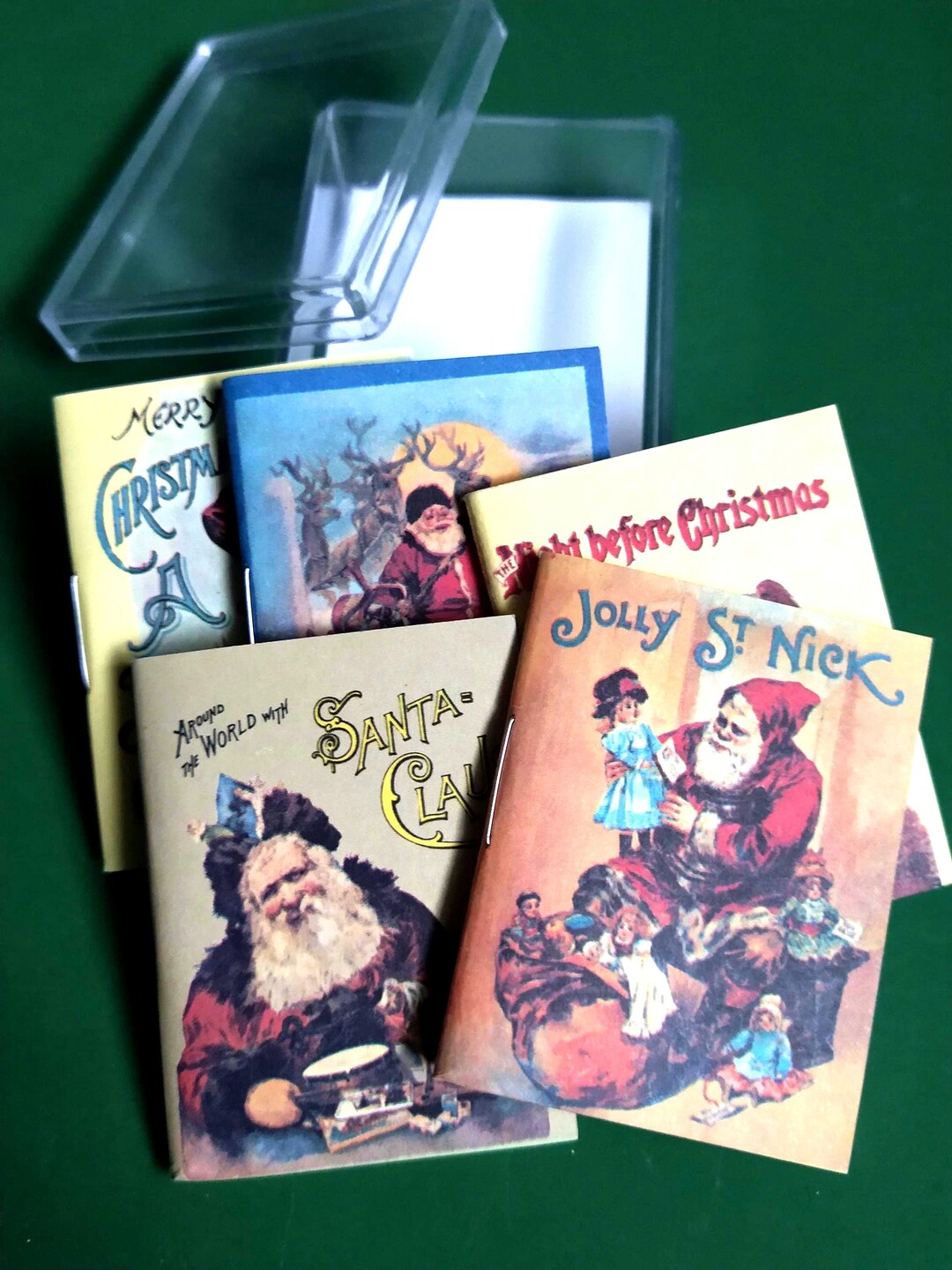 5pc SANTA CLAUS Miniature Book Set / B Shackman Vintage Dollhouse ...