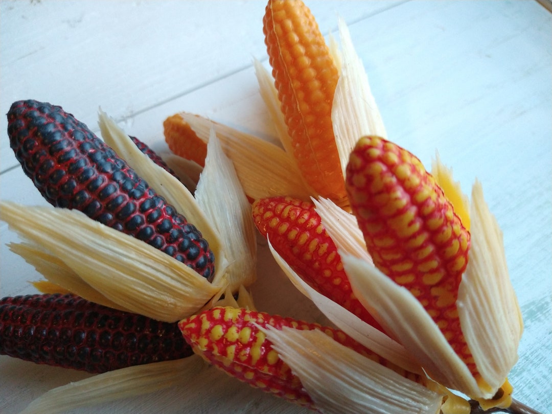 3pc Plastic Artificial CORN Vintage Floral Stems / Hong Kong / Summer ...