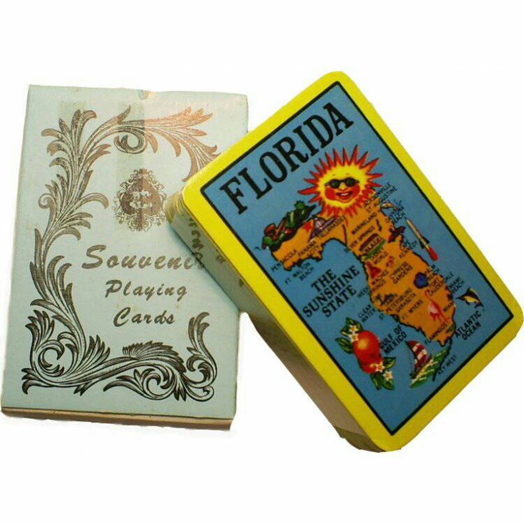 Miniature FLORIDA Map Vintage Souvenir Playing Card Deck - New Old ...