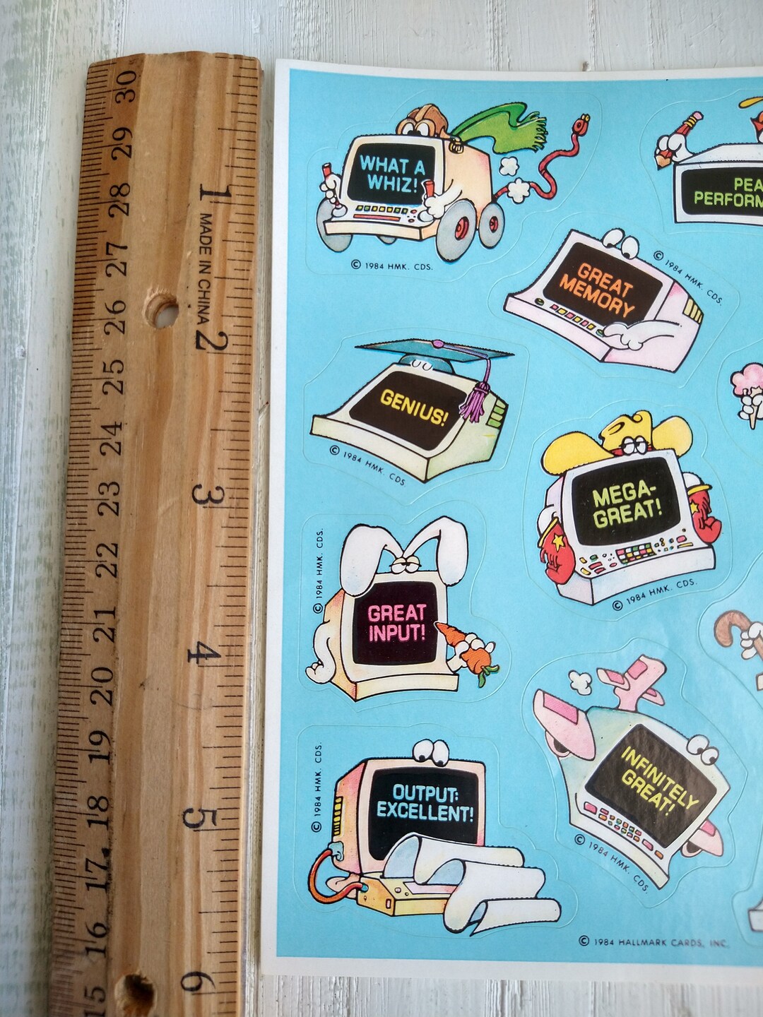 TWO Sheets of 1980s Vintage COMPUTER Stickers / Retro School Supplies ...