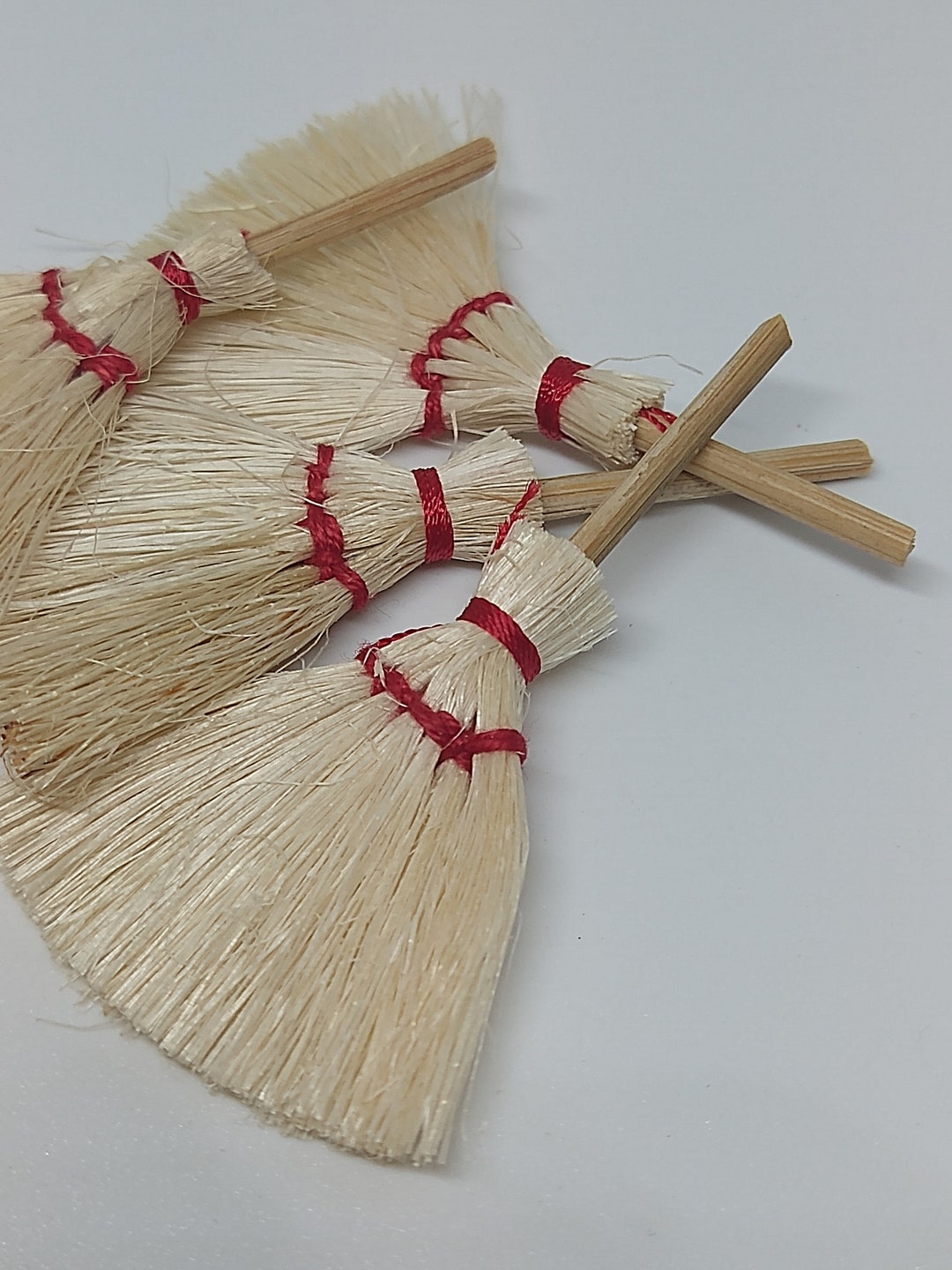 4pc Flat Broom 2.5" Miniatures / Witch Broomstick, Halloween, Dollhouse ...