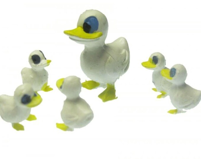 6pc Vintage Miniature White Ducks / Playful Cartoon-y Ducks and ...
