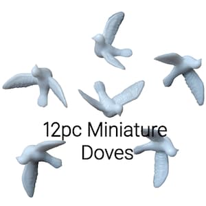 12pc Detailed WHITE DOVE Vintage Plastic Miniatures / Mini Craft Birds ...