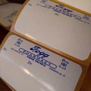 10pc Vintage Ohio FOGG Pharmacy Adhesive Sticker Labels / Apothecary ...
