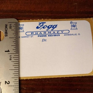 10pc Vintage Ohio FOGG Pharmacy Adhesive Sticker Labels / Apothecary ...