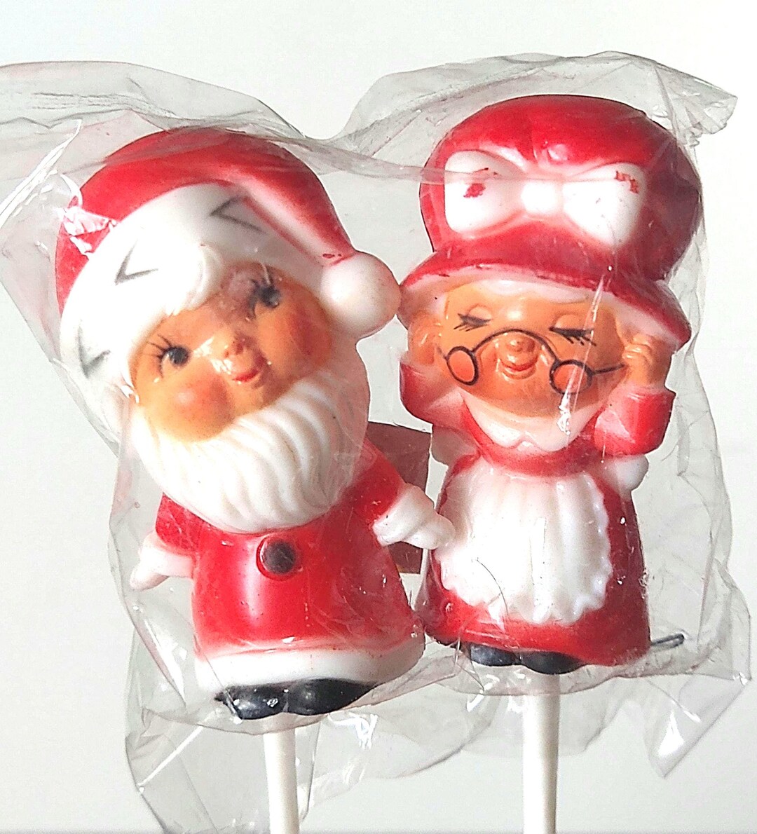 2pc Santa Claus + Mrs. Claus Kissing Couple Vintage Pick Set / 2 ...