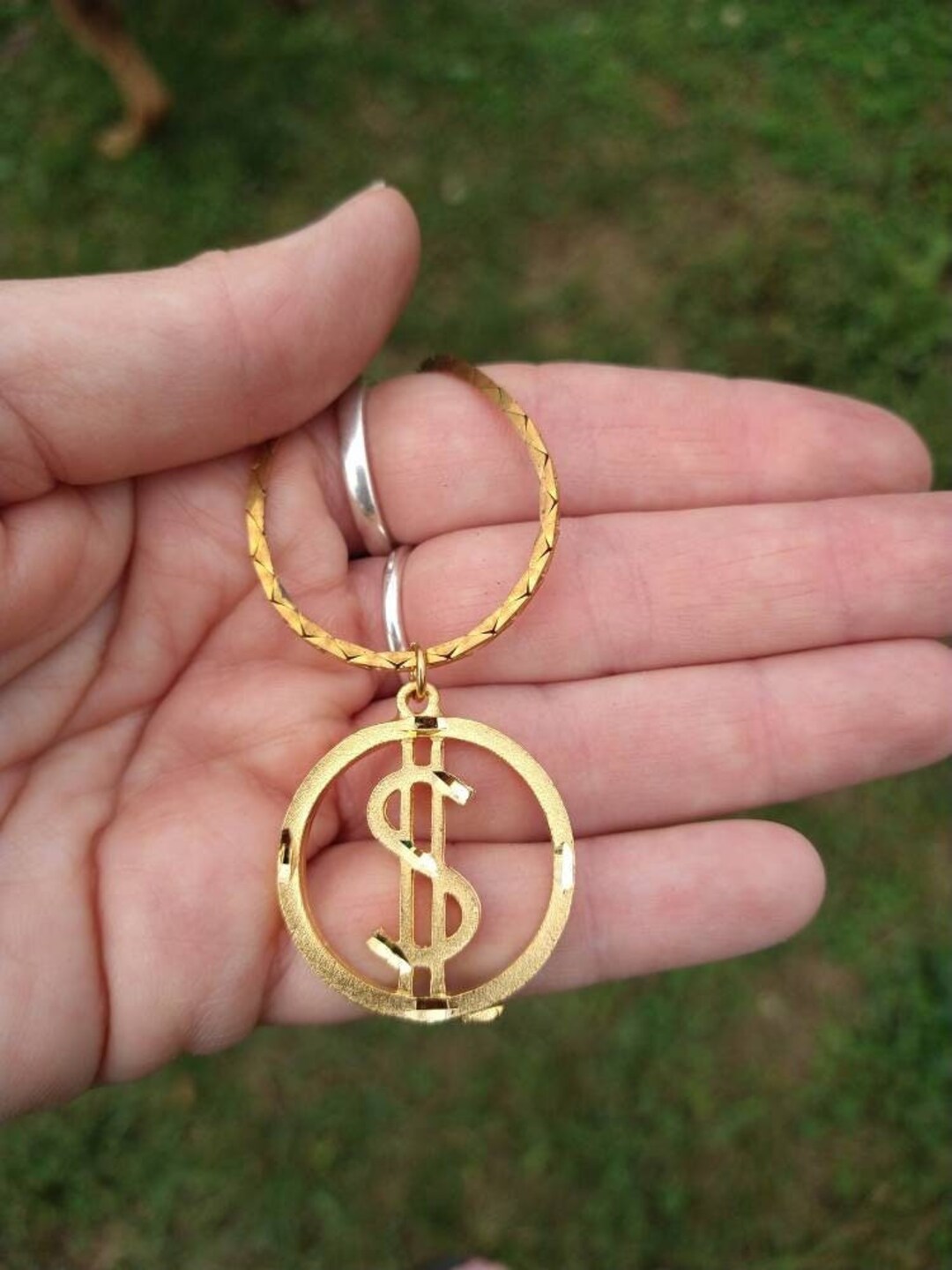 1970s DOLLAR Sign Medallion Vintage Necklace / Gold Tone / Costume ...