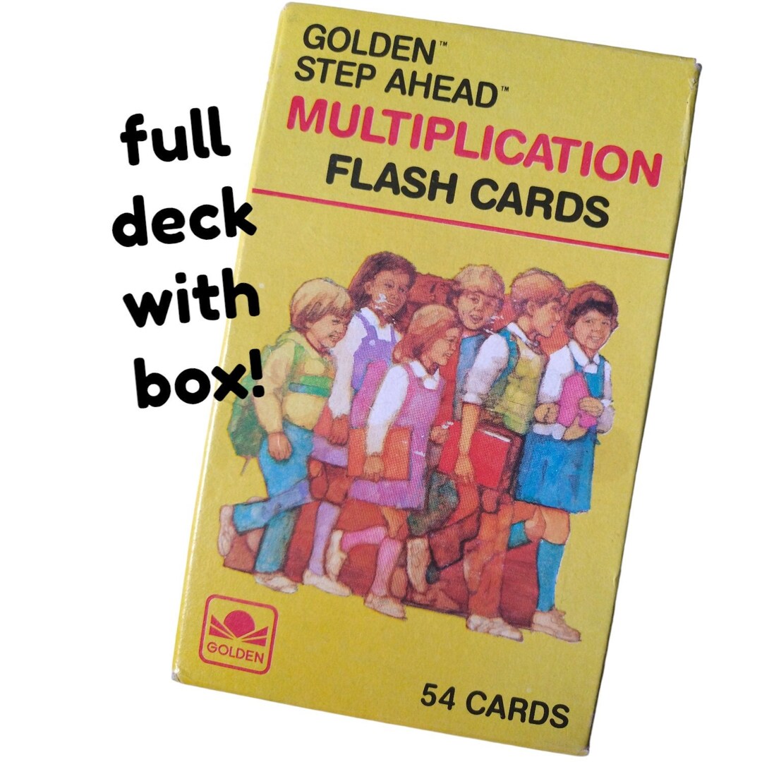 1980s Golden MULTIPLICATION Flashcard Vintage Card Deck / Children's ...