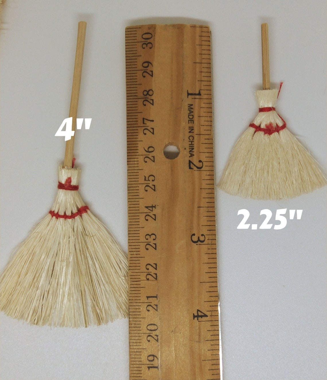 4pc Flat Broom 2.5" Miniatures / Witch Broomstick, Halloween, Dollhouse ...
