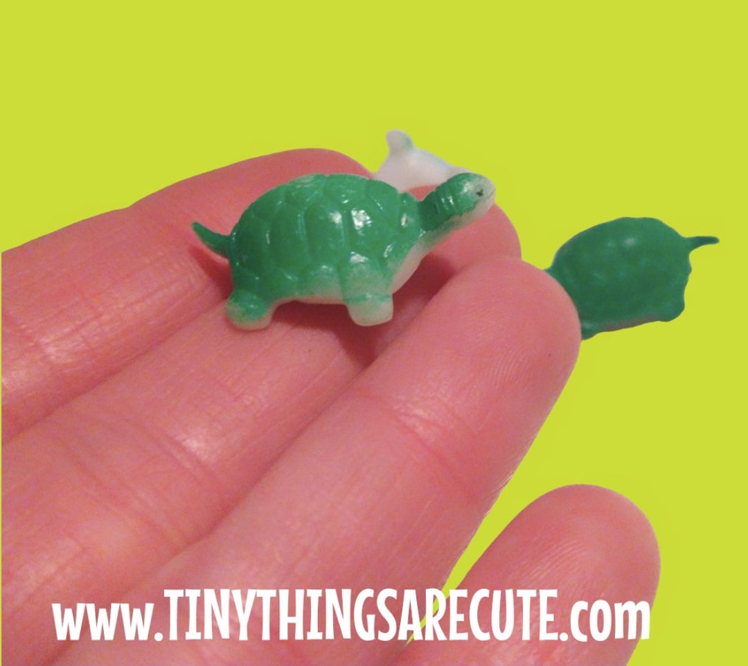 3pc TINY Green Turtle Vintage Plastic Miniatures / Mini Reptiles Turtle ...