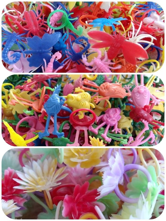 KIDDIE RINGS Packet of Colorful Vintage Plastic Rings Party | Etsy