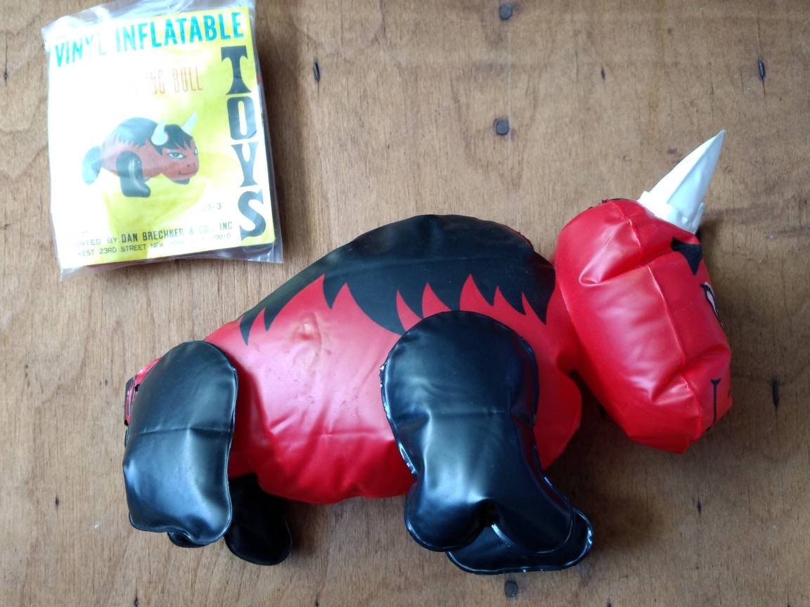 Vintage mini Fighting Bull Vinyl Inflatable Toy - Etsy