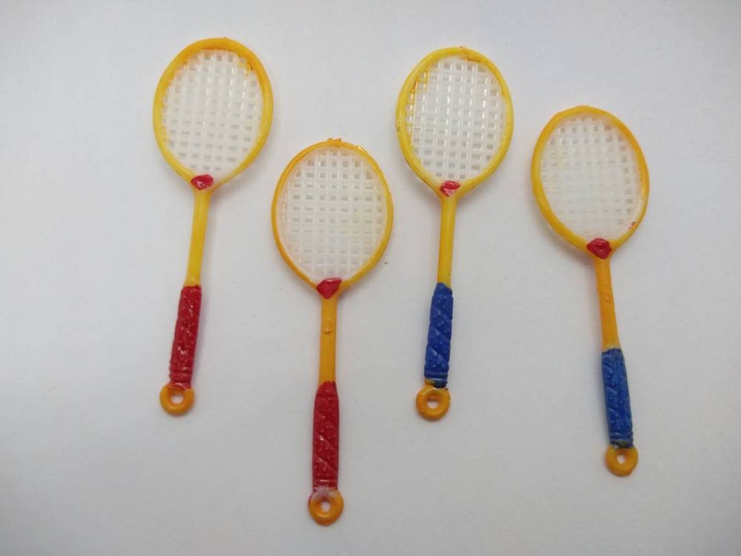 4pc Vintage Plastic Miniature Badminton Tennis Racquets / Mini Rackets ...