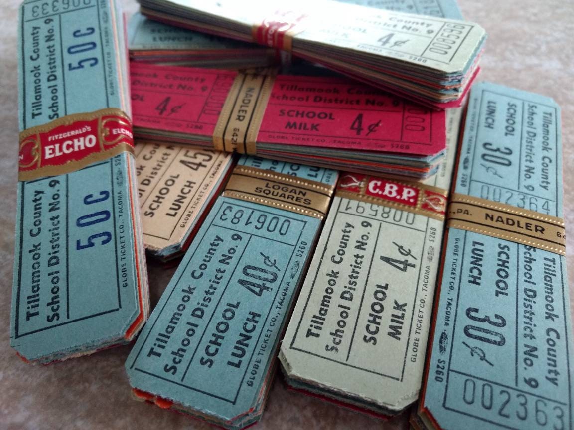 36pc Assorted Vintage SCHOOL LUNCH MILK Tickets / 4pc Strips - Etsy