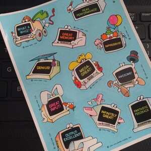 1980s COMPUTER Stickers : TWO Sheets of Vintage Stickers / Retro School ...