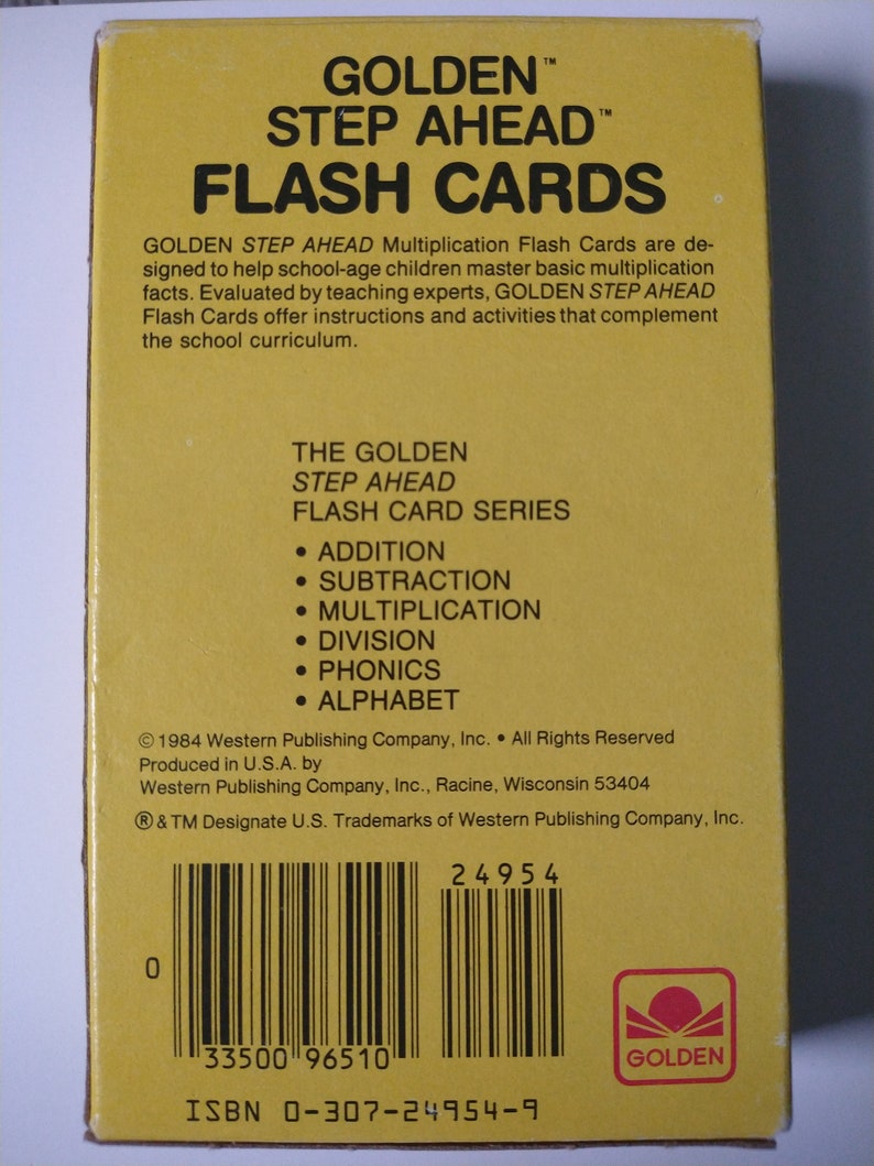 1980s Golden MULTIPLICATION Flashcard Vintage Card Deck / Children's ...