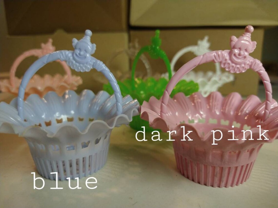 4pc Vintage Plastic Mini Basket with Clown Handle / made in | Etsy