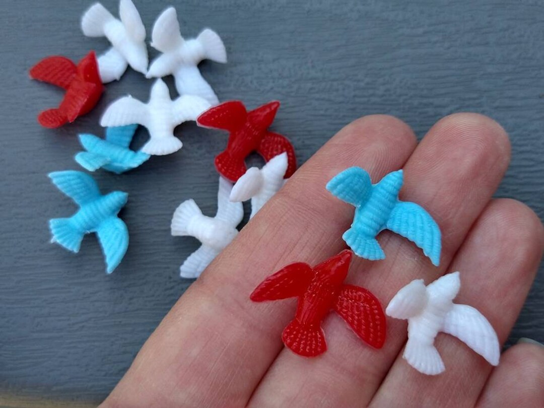 12pc Vintage Miniature Doves / Birds / Red White Blue / Fairy Garden ...