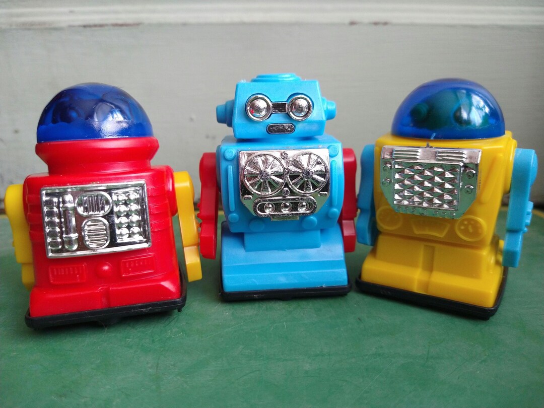 THREE (3) Little Friction Robots / 1990s Reproduction Toys / New Old ...