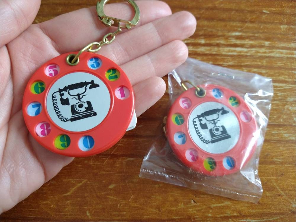 1pc 1980s Vintage Red Rotary Telephone Book Keychain / Phone Index ...
