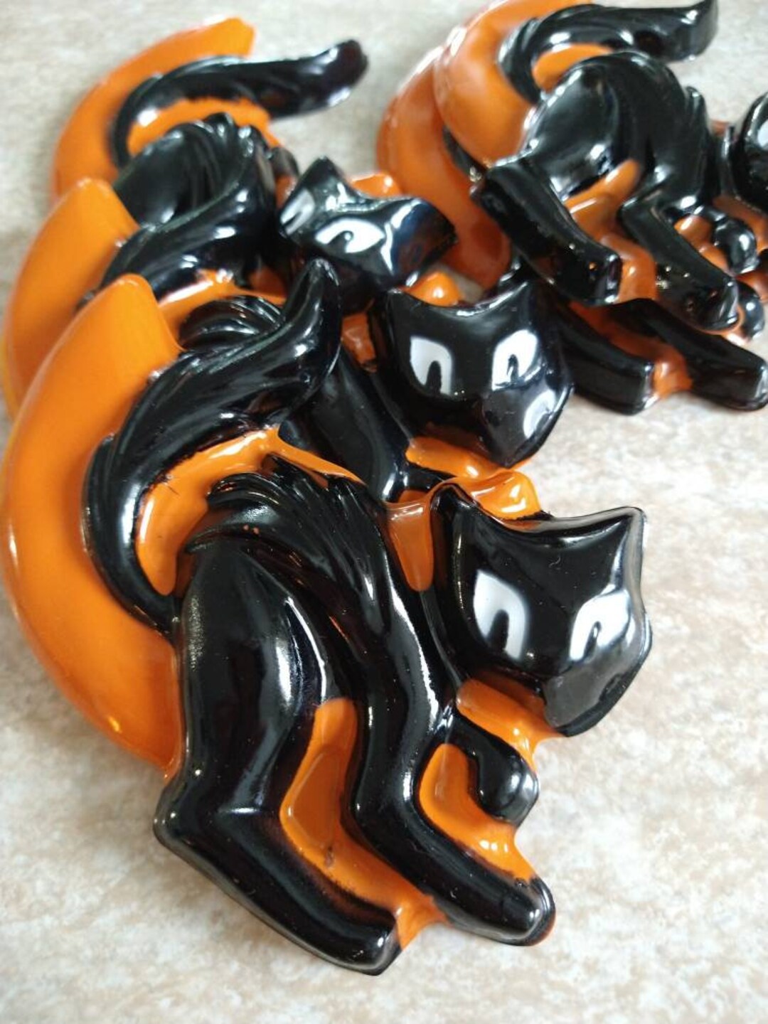 3pc or 6pc Vintage Scaredy Cat + Crescent Moon Decoration / Cake Pop ...