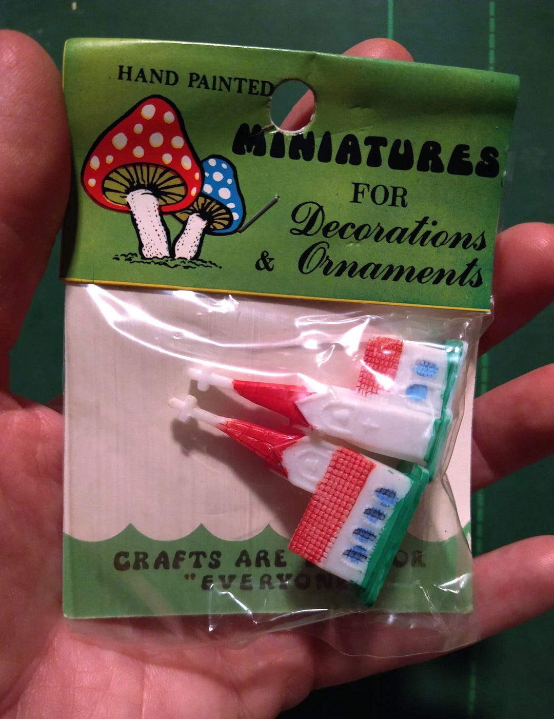 2pc Package of Church Vintage Plastic Miniatures / Hand Painted / Hong ...