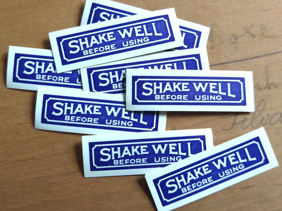 12pc AUTHENTIC Vintage Pharmacy Labels : SHAKE WELL / Blue and White ...