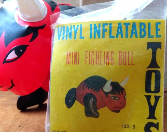Vintage "mini Fighting Bull" Vinyl Inflatable Toy, It Squeaks! Made in ...