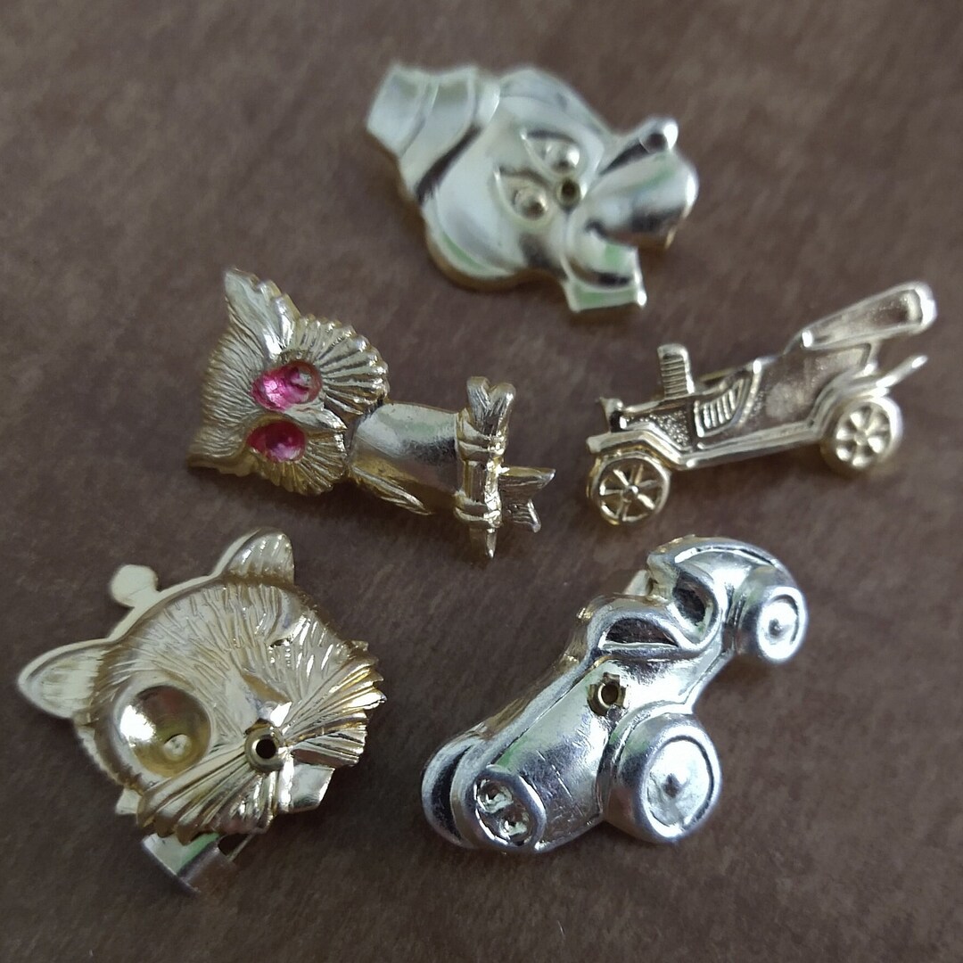 5pc Gumball Machine Prize Scatter BROOCH PINS / Cat, Dog, Racecar, Old ...