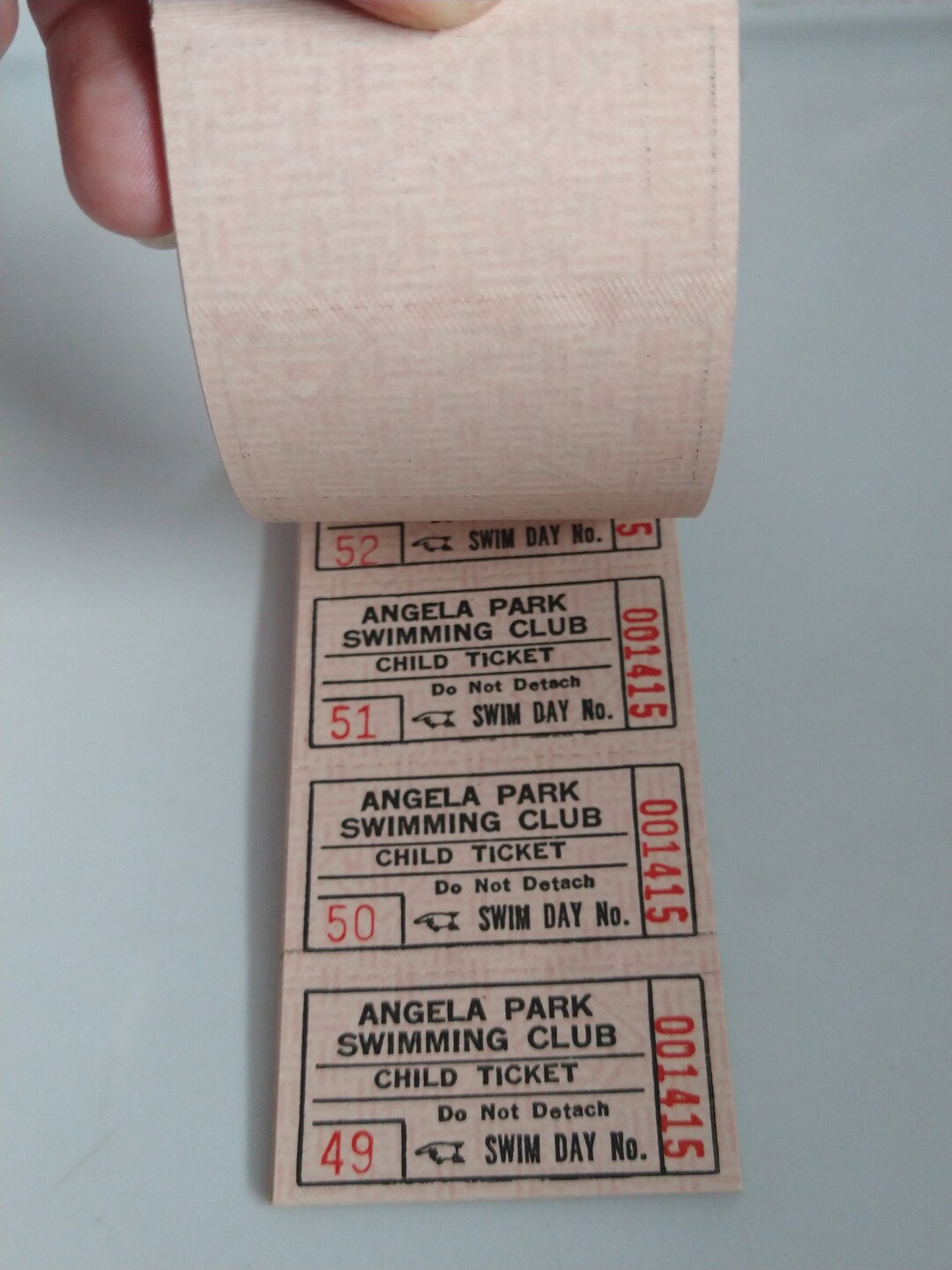 Vintage ANGELA PARK Swimming Club Ticket Booklet Book or Pages / Child ...