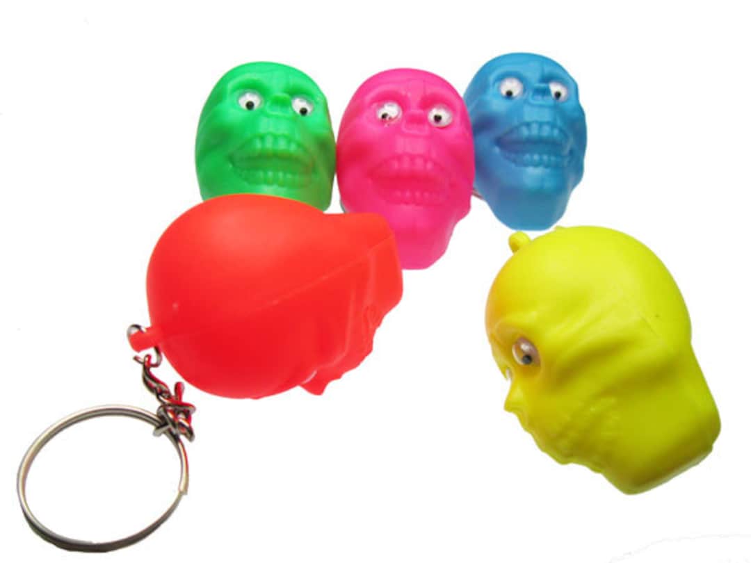 2pc Neon Skulls With Googly Eyes Key Chains / New Old Stock / Use as ...