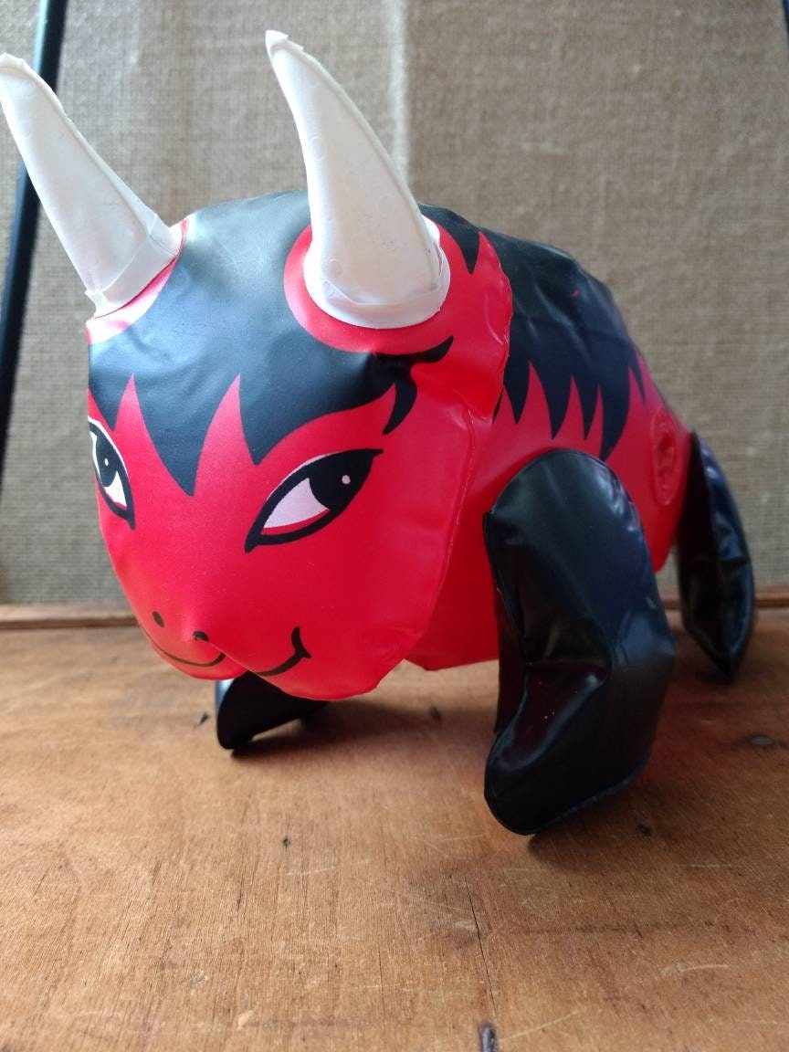 Vintage mini Fighting Bull Vinyl Inflatable Toy - Etsy