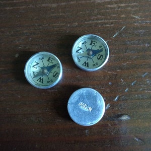 3pc Vintage Mini Metal Compass / Made in Japan / 17mm, 5/8" / New Old ...