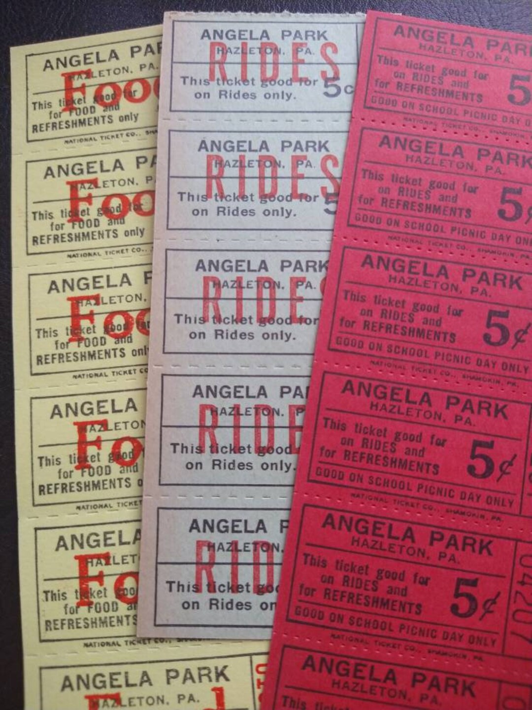 25pc Vintage Angela Park THEME PARK Ticket Strips / Rides ...