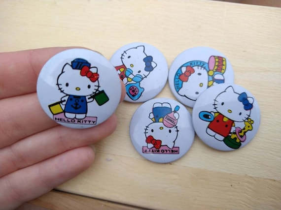 6pc HELLO KITTY Set of Vintage Badge Pins / Sanrio bu… - Gem