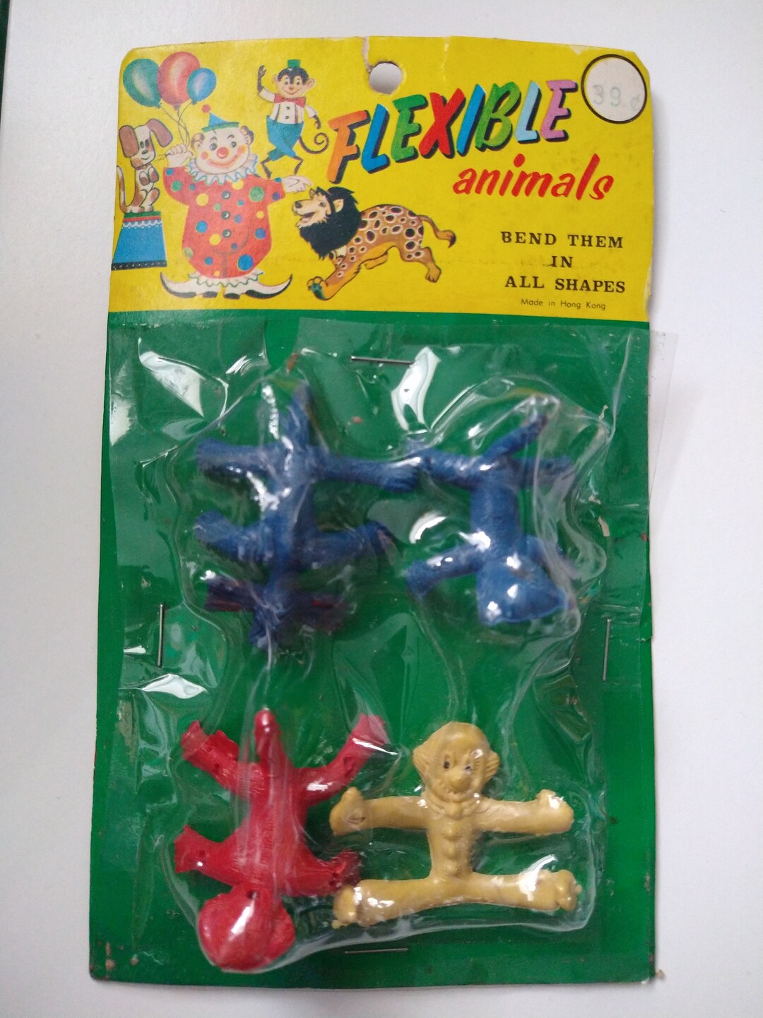 Unopened Package of Posable Rubber Vintage Toys / 4pc Wired ANIMALS ...