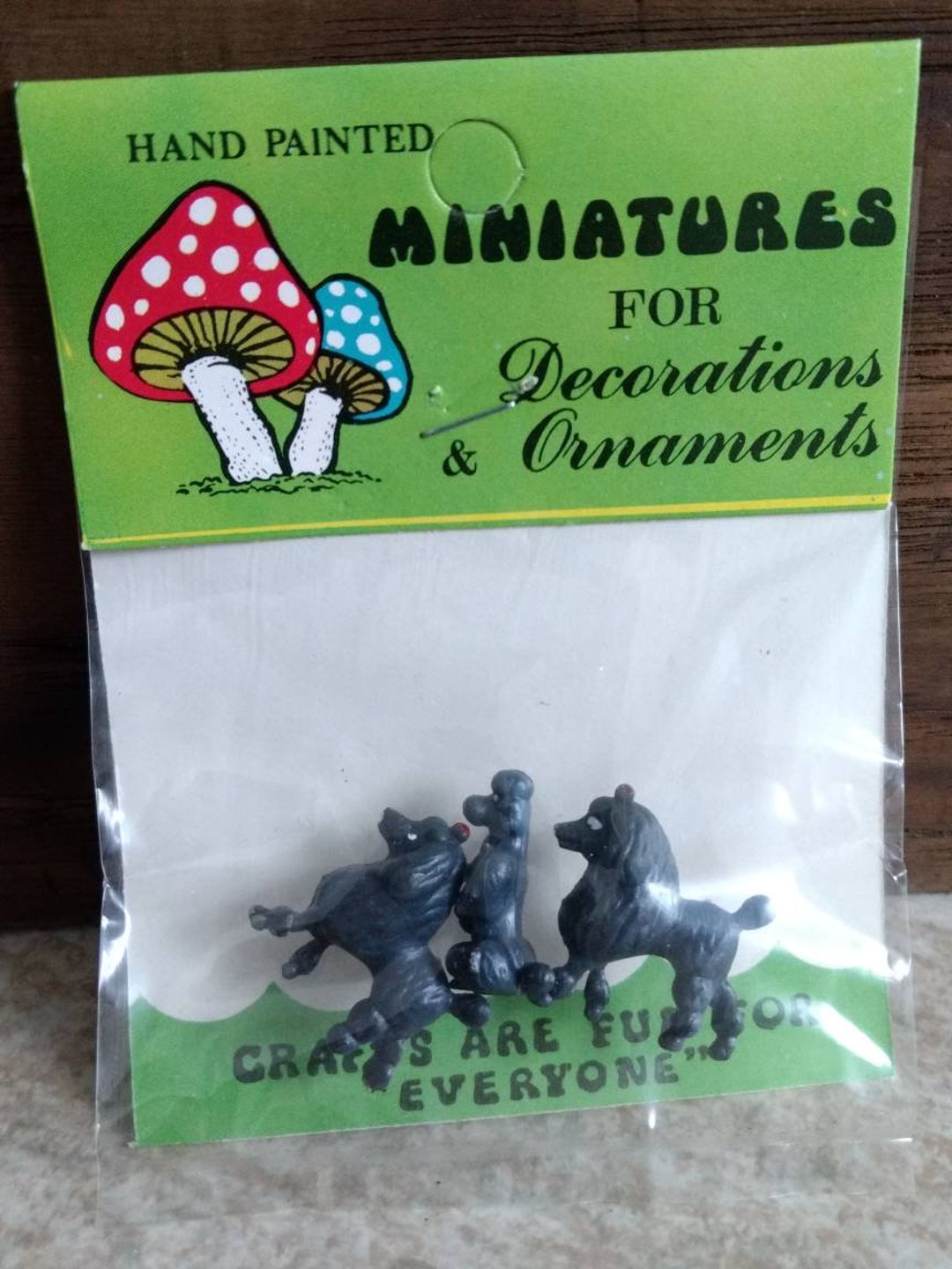 3pc Set of Black Poodles Vintage Craft Miniatures / New Old Stock, New ...