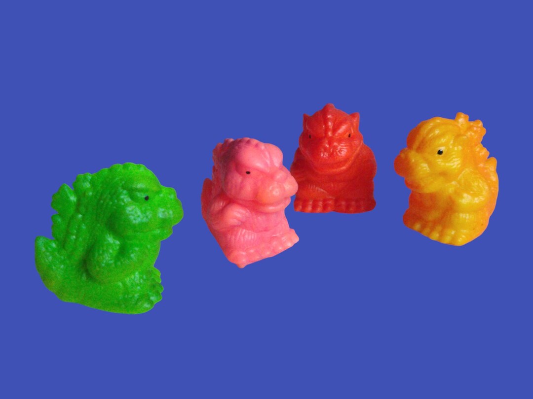 2pc 1990s Tiny Kaiju Lizard Finger Puppet Toy / Godzilla Knock off ...