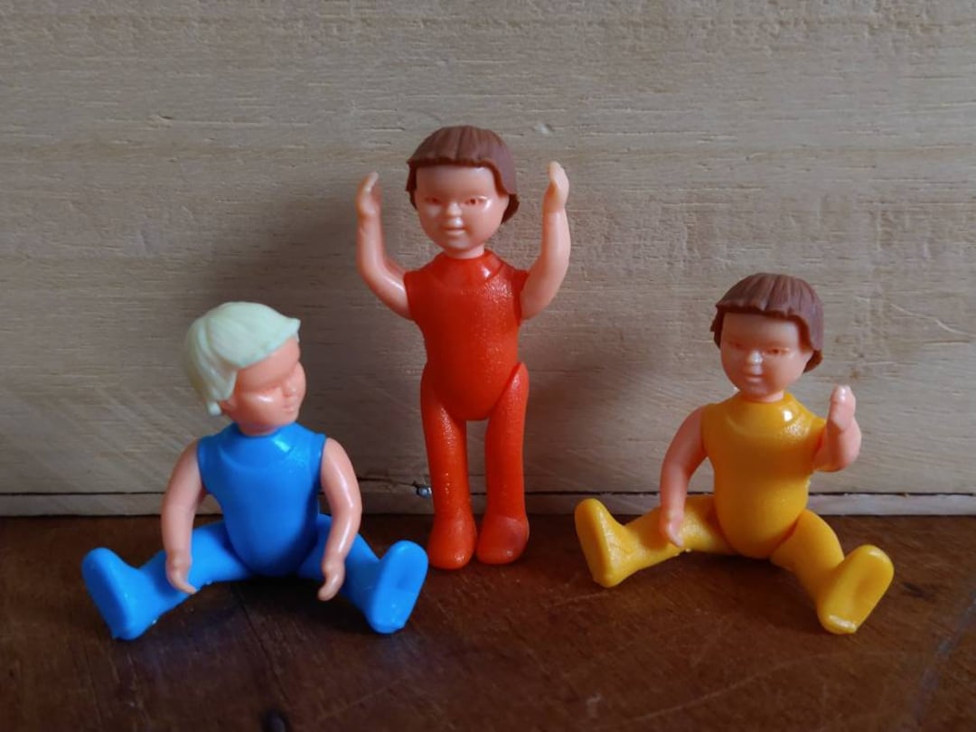3pc Vintage Miniature BRUDER Posable Boy Dolls / Blonde Brunette ...