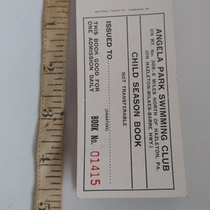 Vintage ANGELA PARK Swimming Club Ticket Booklet Book or Pages / Child ...